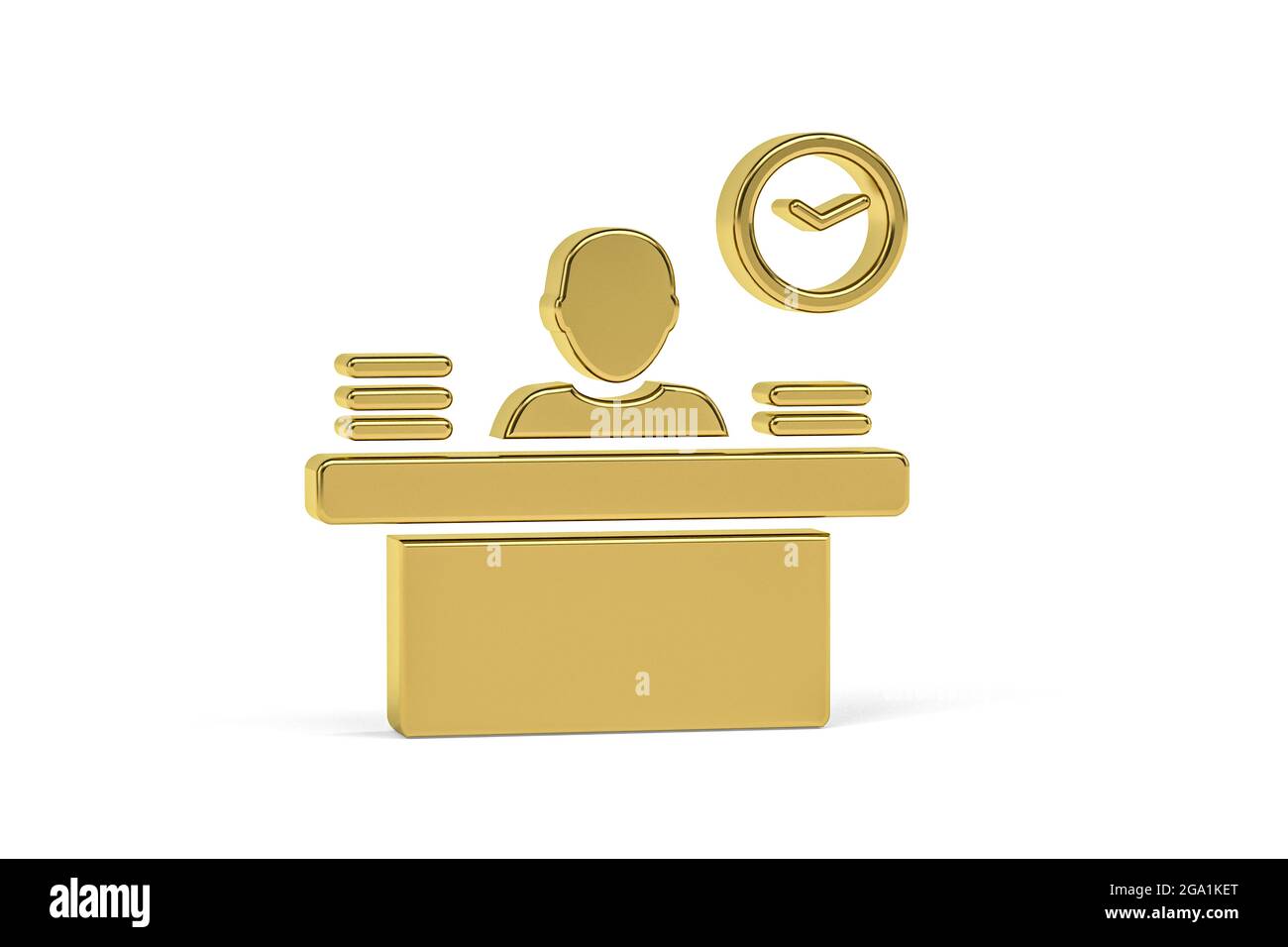 Golden 3d office manager icon isolated on white background - 3d render ...
