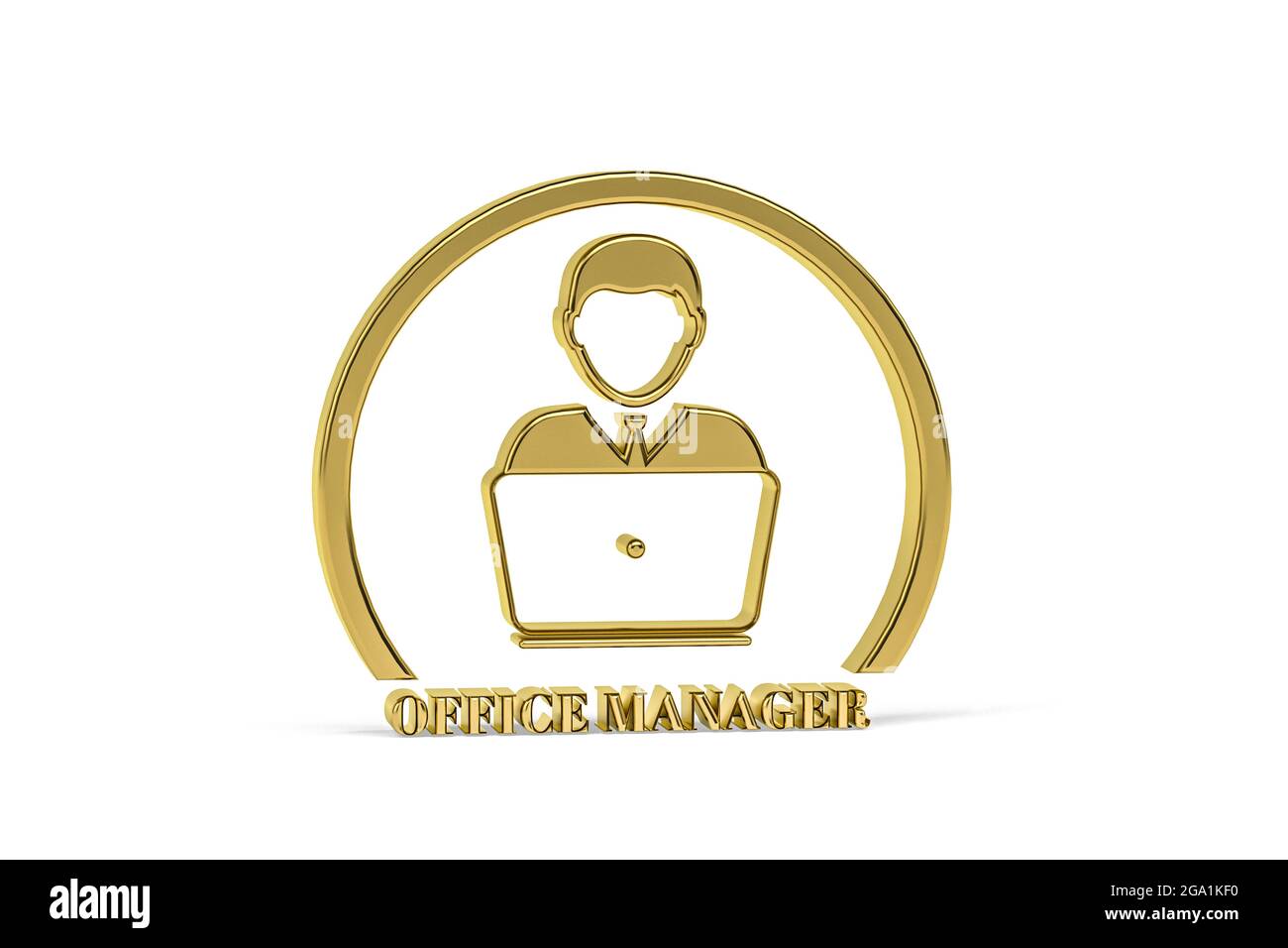 Golden 3d office manager icon isolated on white background - 3d render ...