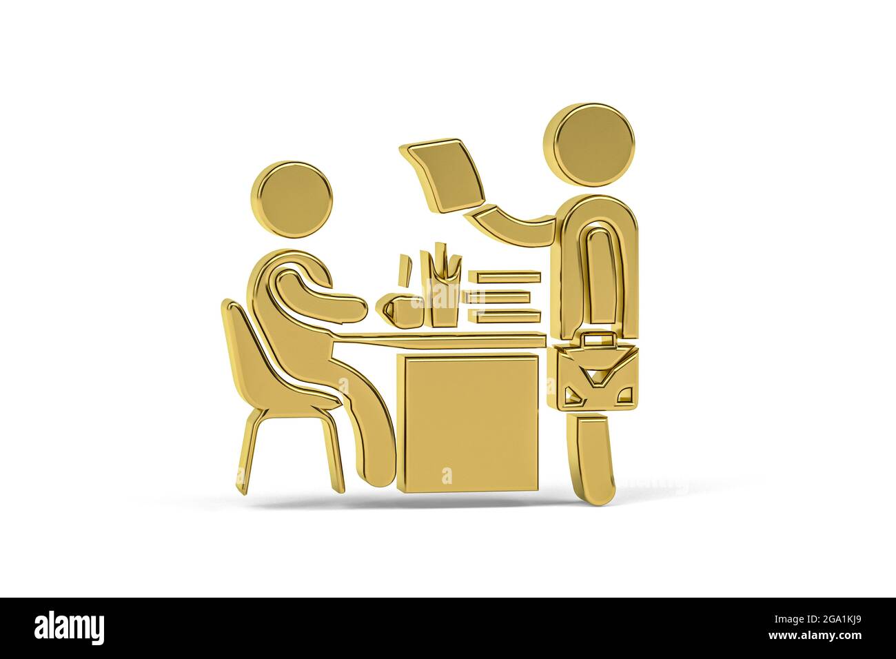 Golden 3d office manager icon isolated on white background - 3d render ...