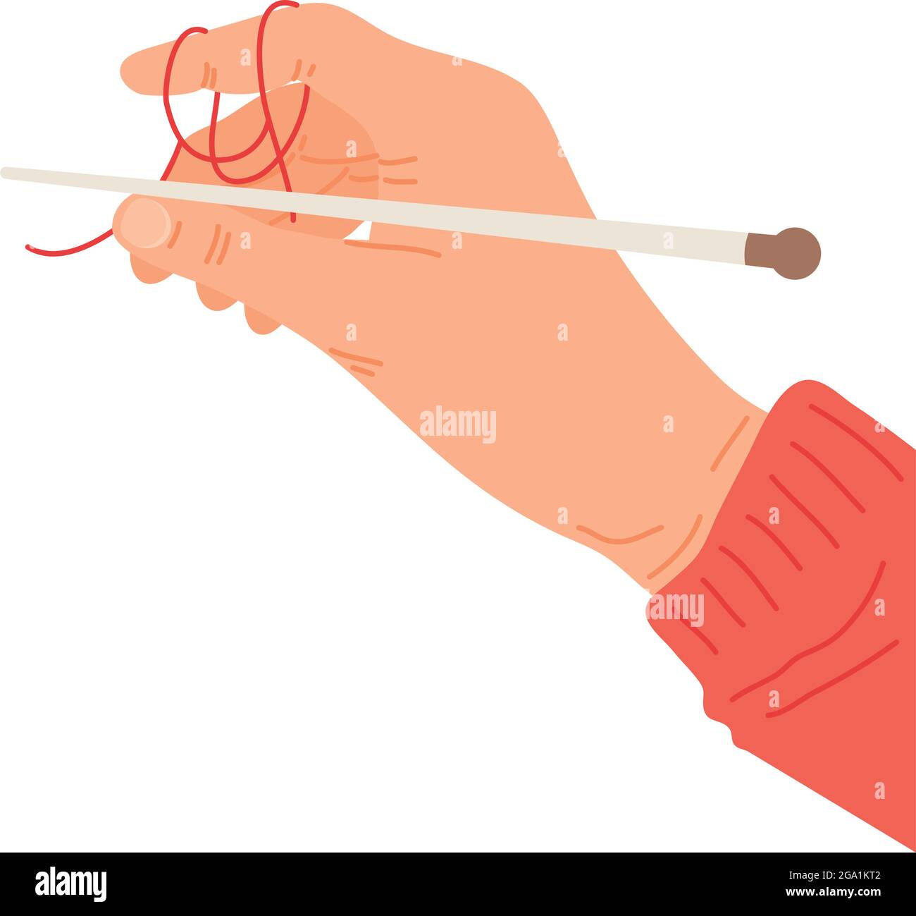 Hand holdigng knitting needle on white background Stock Vector Image ...