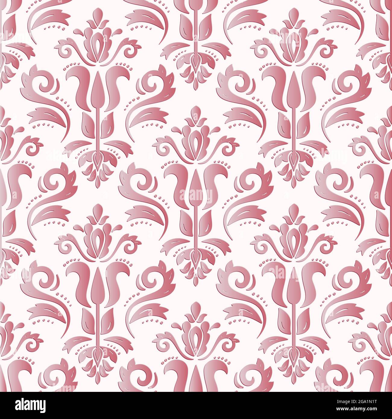 Seamless oriental ornament. Pink traditional oriental pattern with 3D ...
