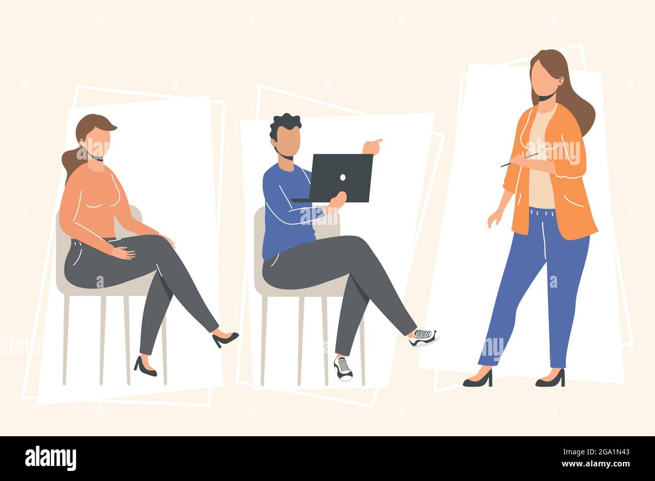 Business people with laptop on white background Stock Vector Image ...