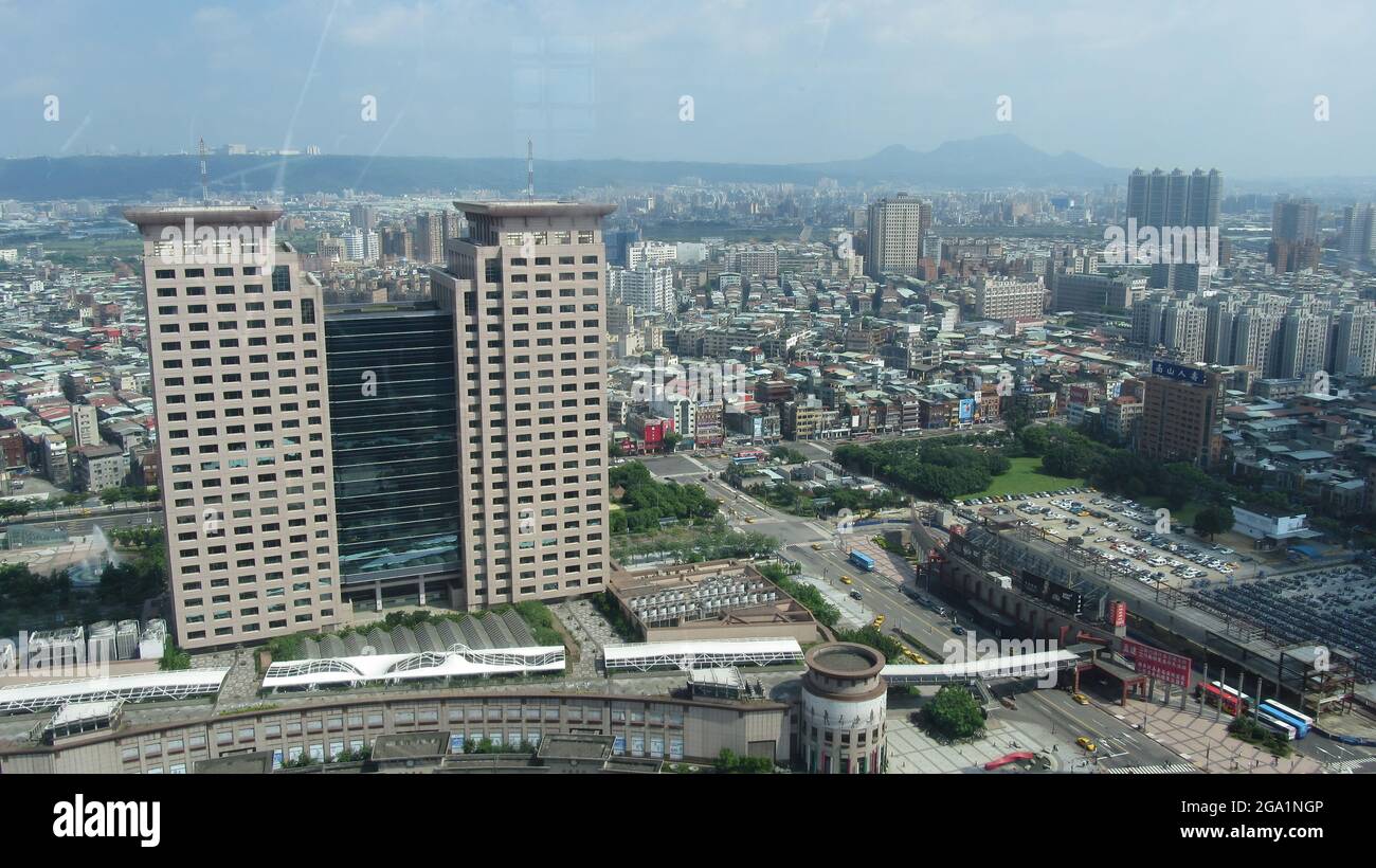 Morning sunny high angle view of the Banqiao District at New Taipei ...