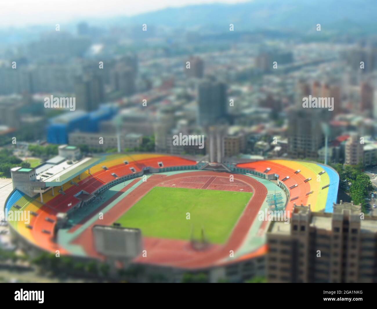 Morning sunny high angle view of the Banqiao District at New Taipei ...