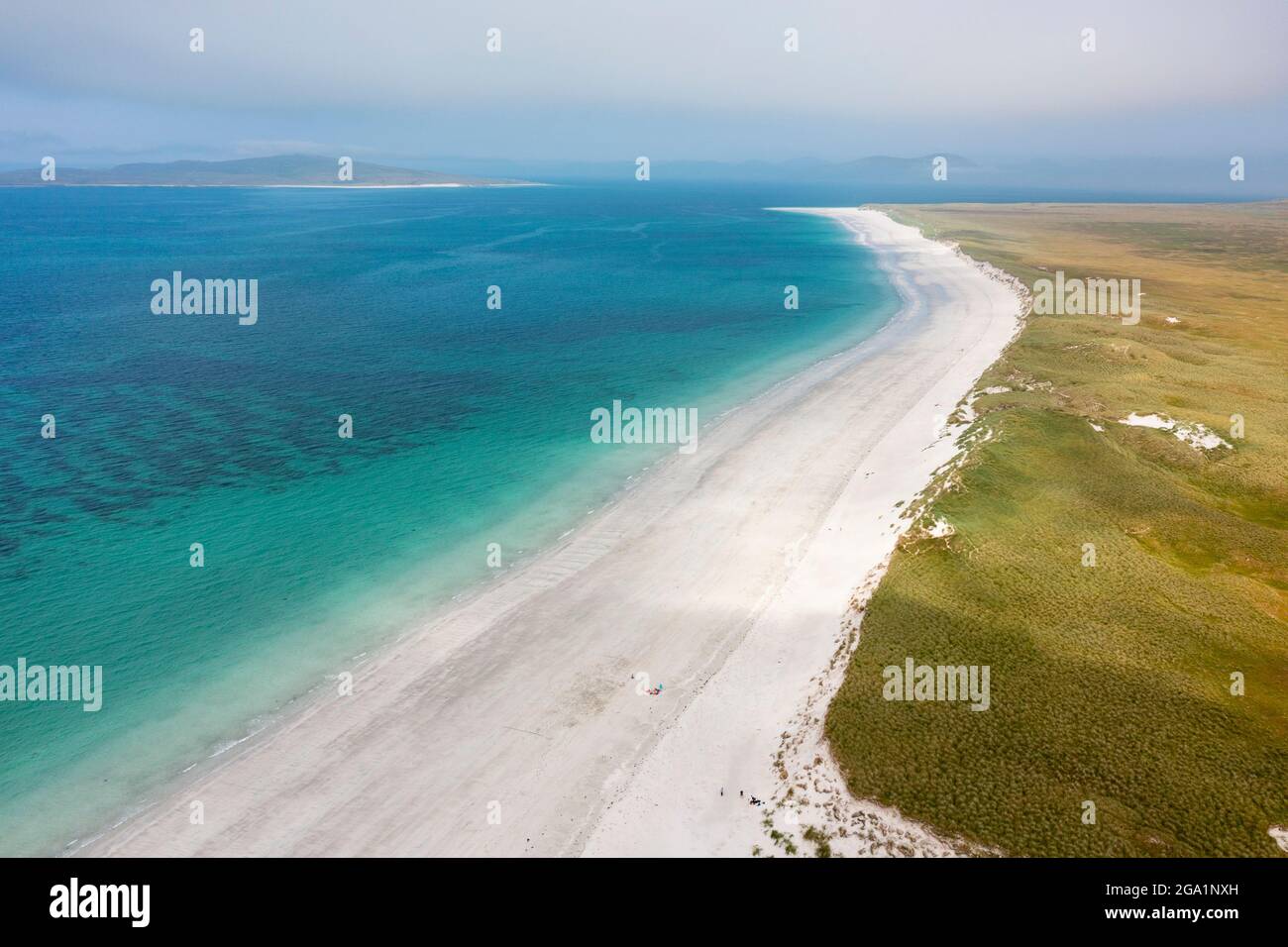 Aerial view from drone of white sand beach on west coast of island of ...