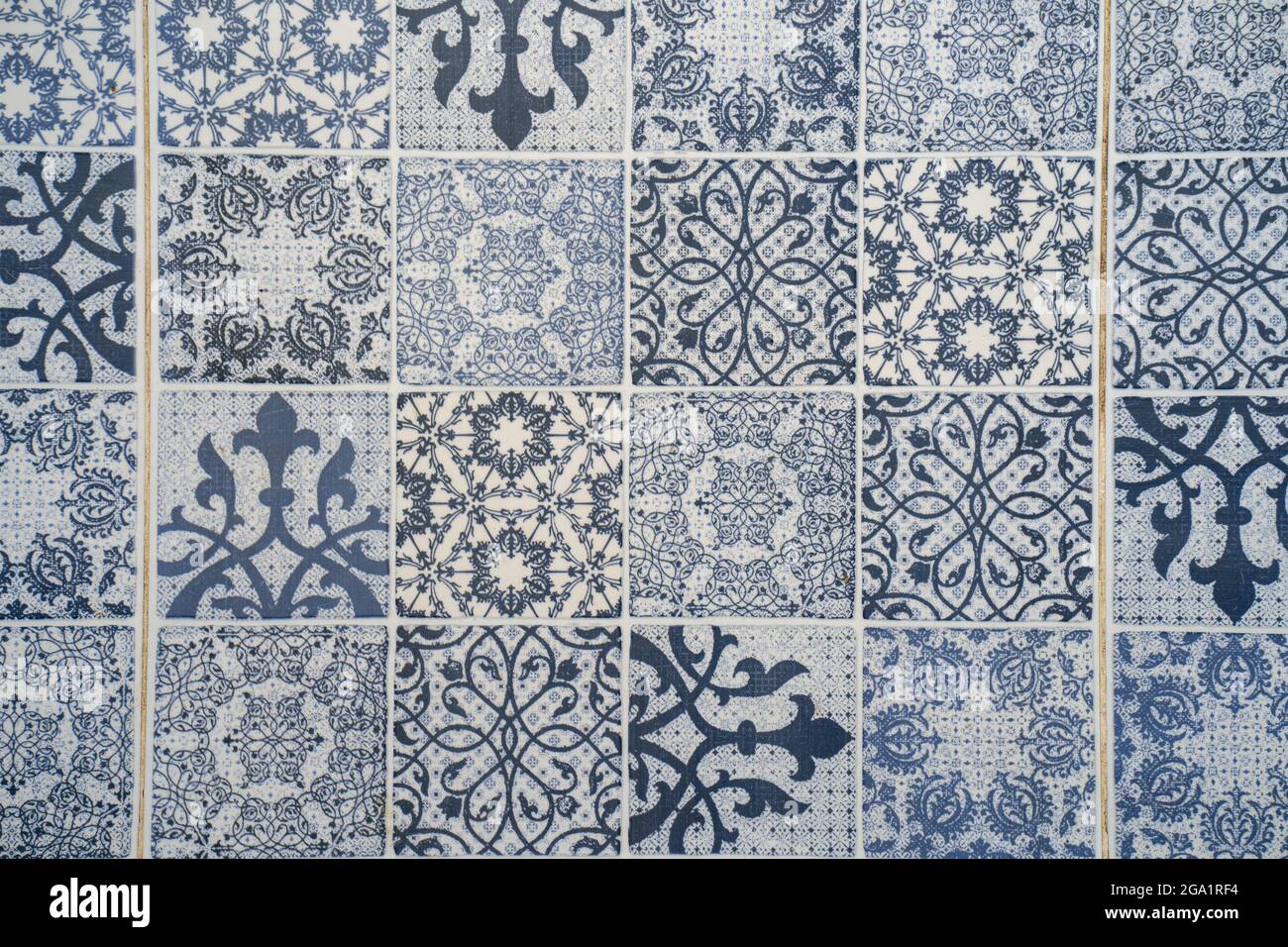 Tiles with different beautiful blue patterns Stock Photo - Alamy