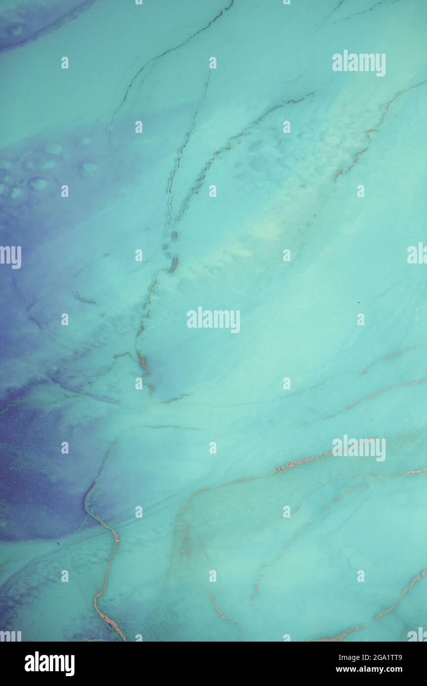 modern art background. abstract epoxy resin painting. Liquid flow texture paint. Green waves ...