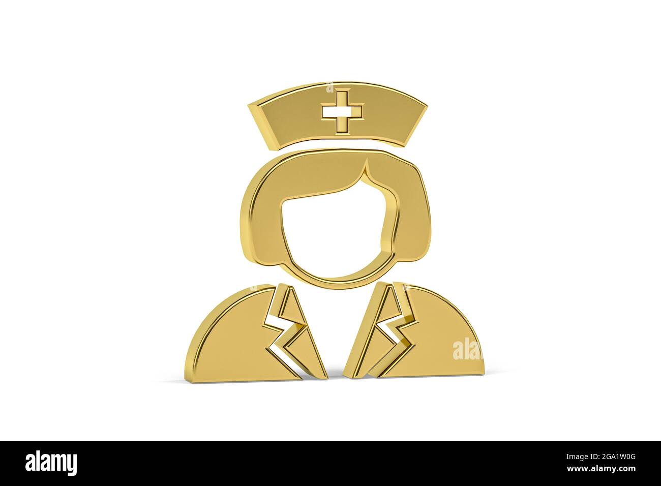 Golden 3d nurse icon isolated on white background - 3D render Stock ...