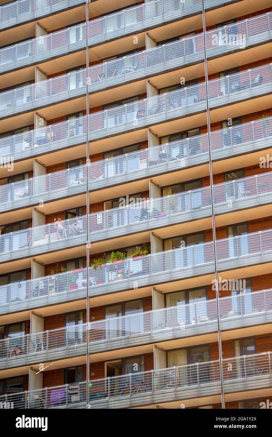 modern block of flats in a high rise building with floors and levels ...