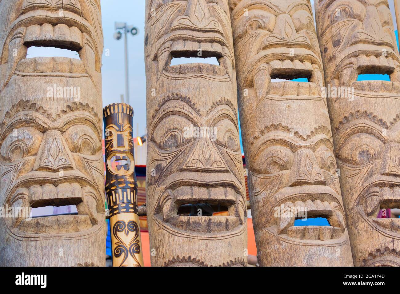 Cane masks , masks made of cane, handicrafts on display during the ...