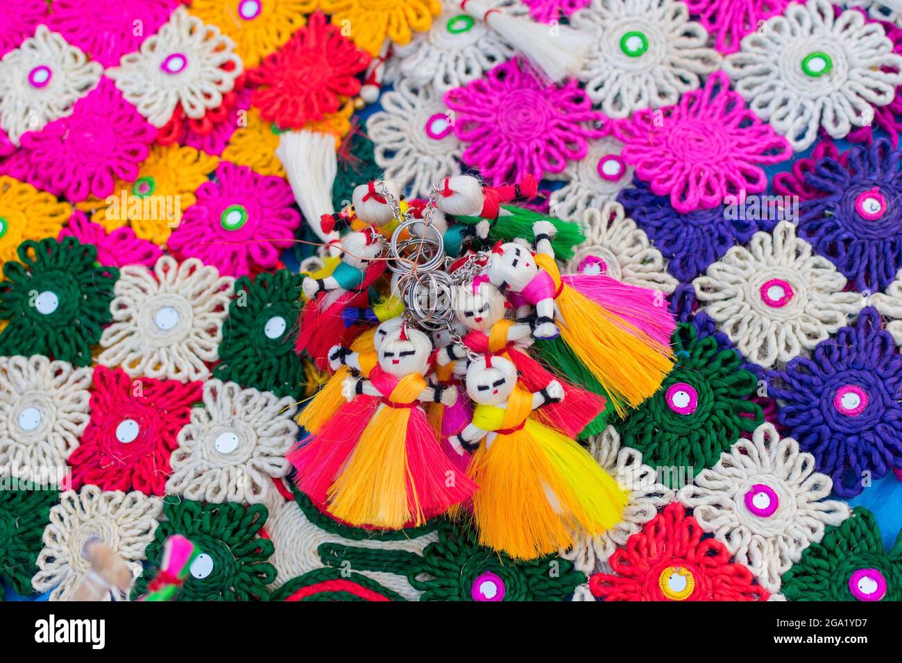 Handmade jute dolls, colourful handicrafts on during Handicraft Fair in ...