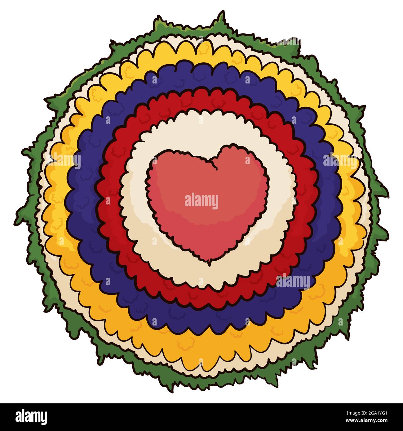 Isolated round Silleta design with Colombian flag colors and heart ...