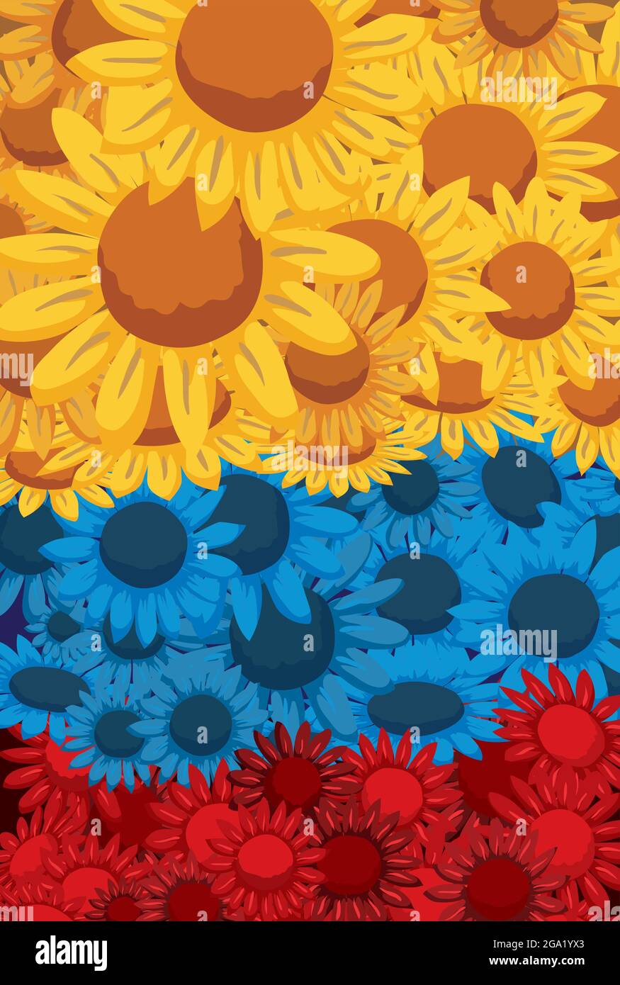 Colombian flag made with flowers in the three colors: yellow, blue and ...