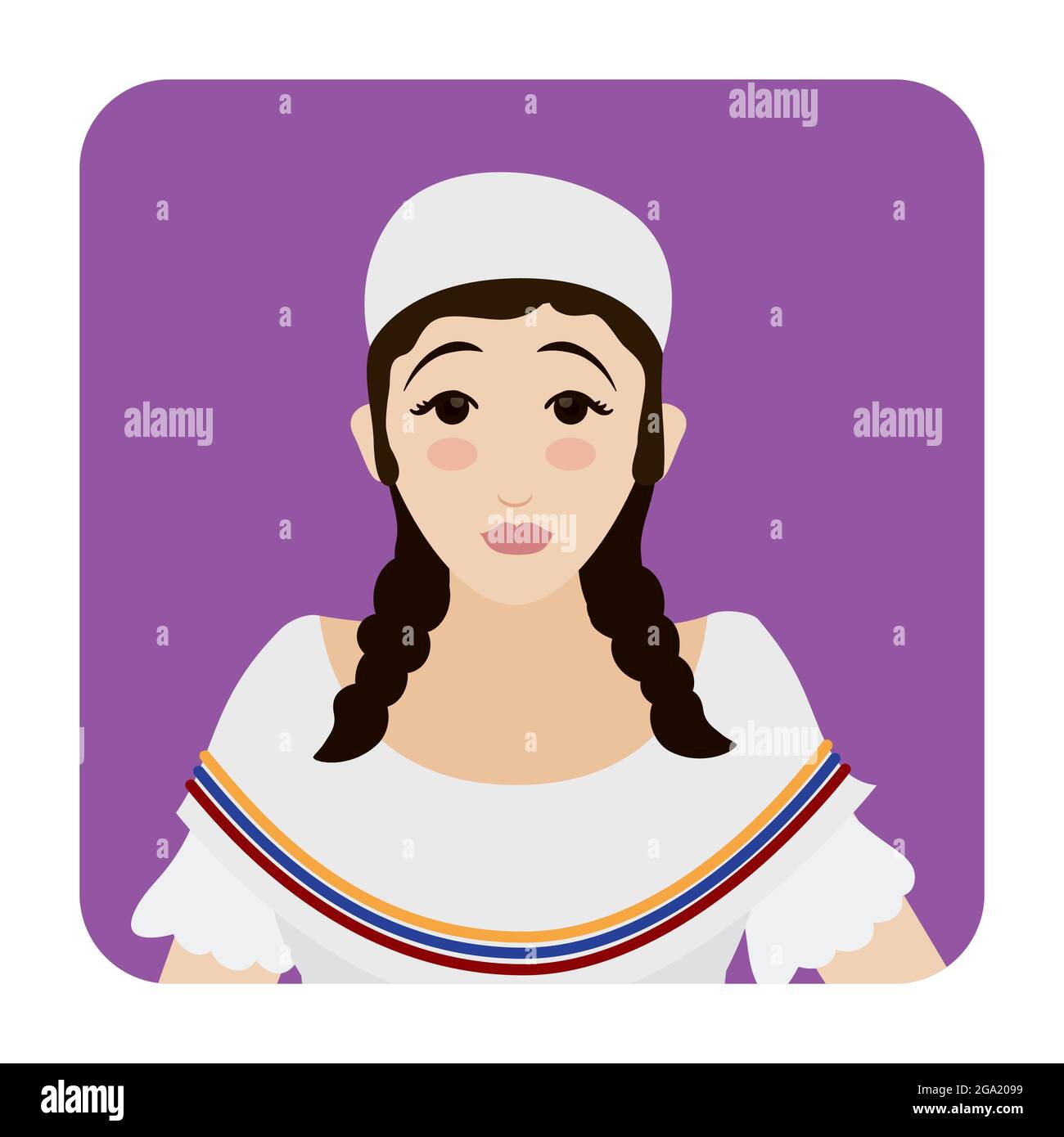 Pretty woman in traditional Colombian attire of paisa culture inside a ...