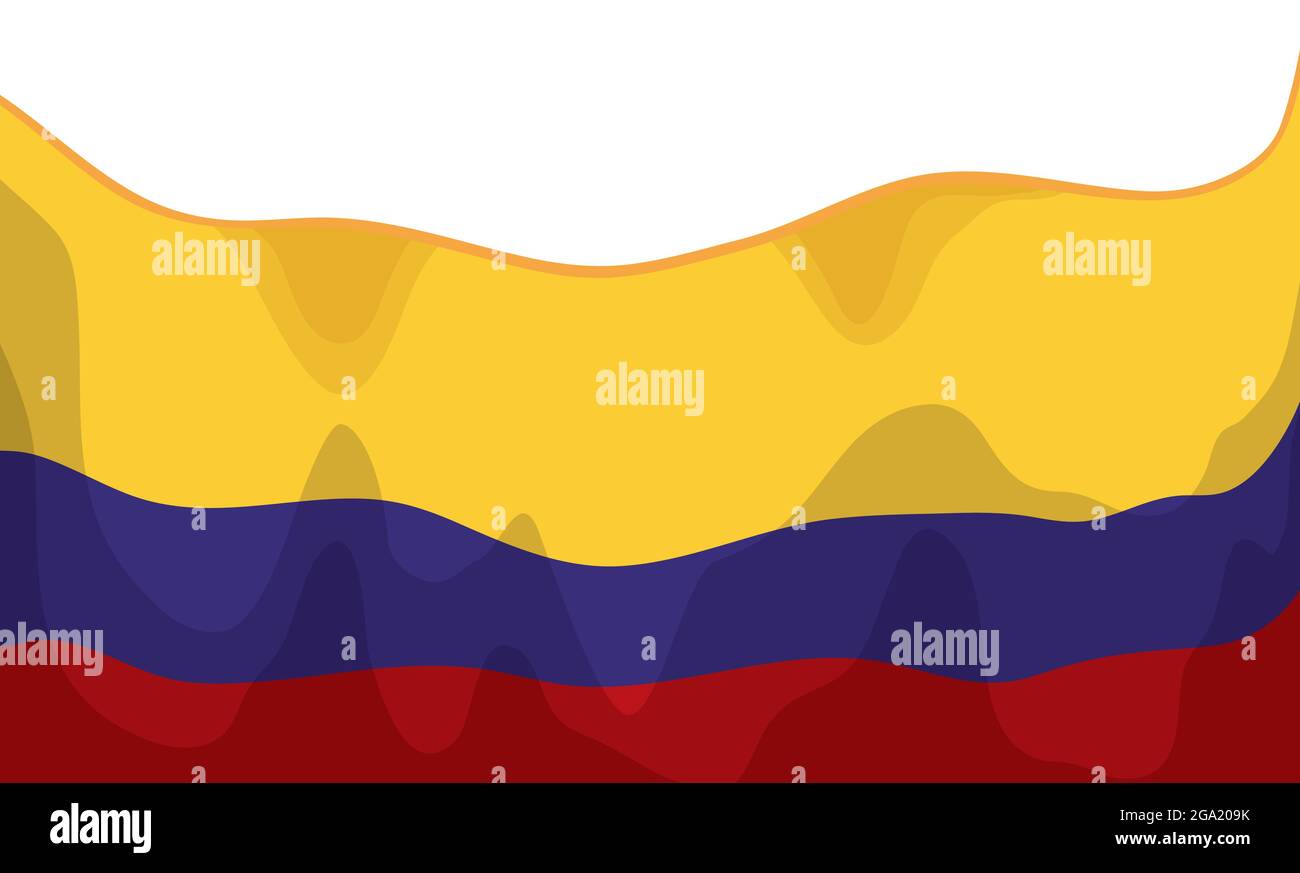 Banner design with waving Colombian tricolour flag in cartoon style ...