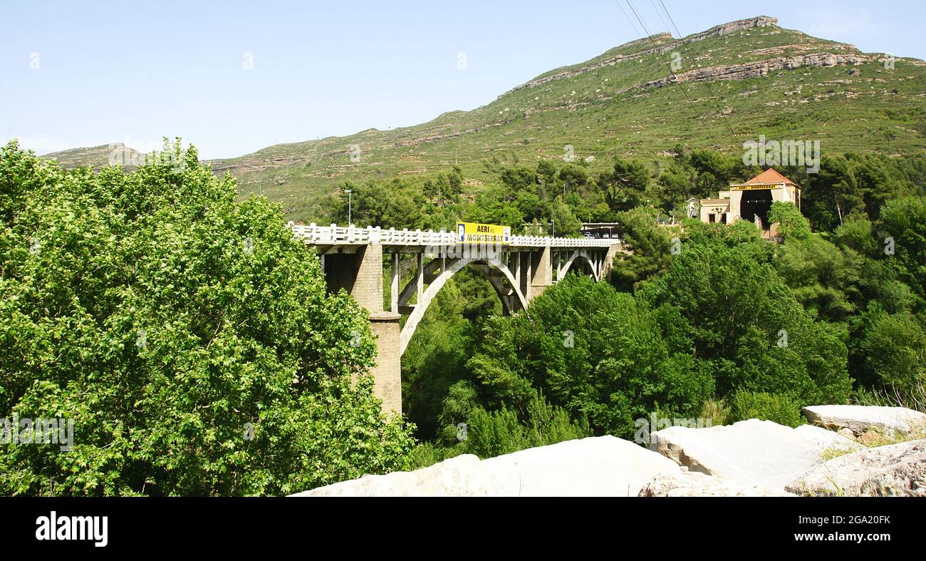 Montserrat cable car bridge, Barcelona, Catalunya, Spain, Europe Stock ...