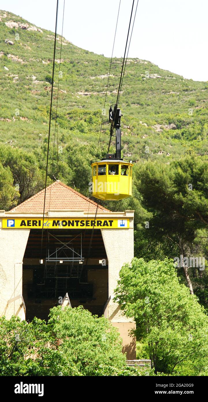 Montserrat mountain cable car Stock Photo - Alamy