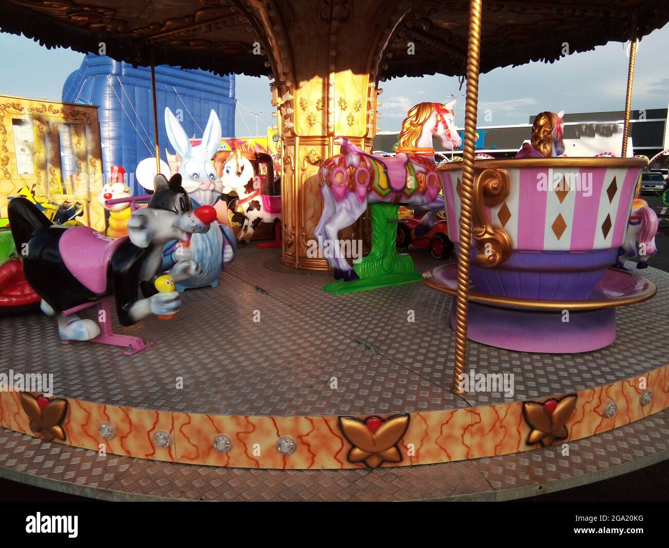 carousel with various animals - for kids Stock Photo - Alamy