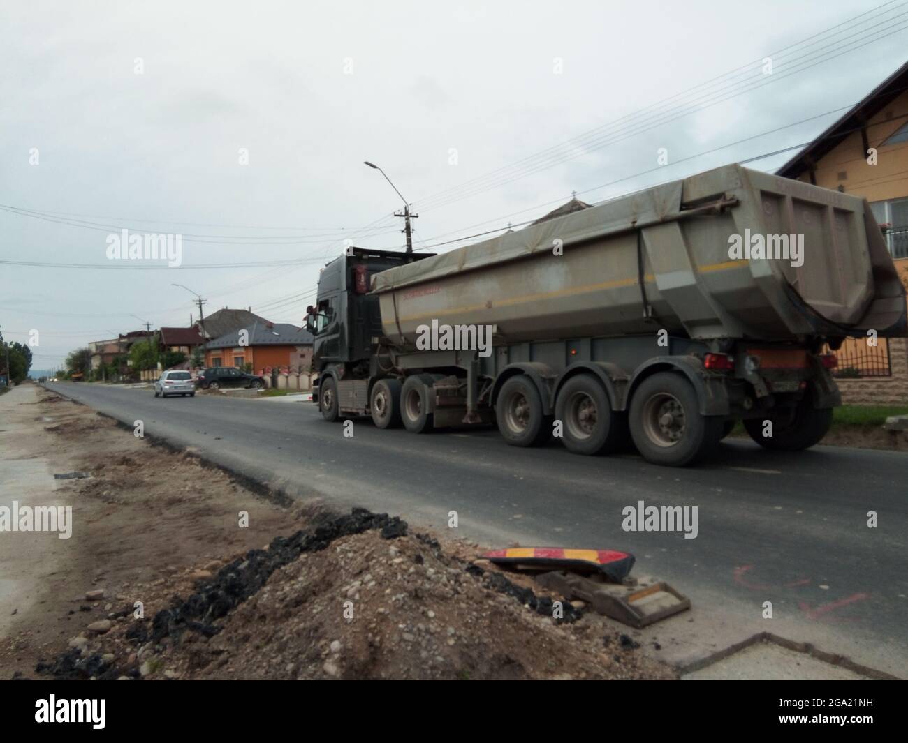big truck on the road in Romania Stock Photo - Alamy