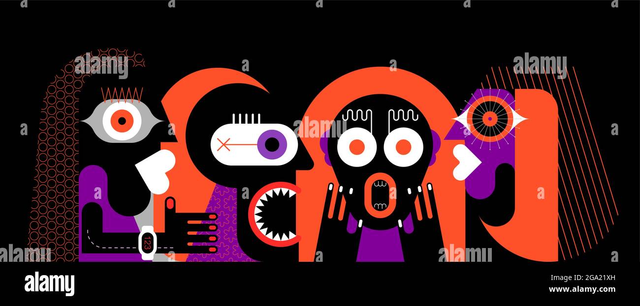 Four adult people talking flat design vector illustration Stock Vector ...