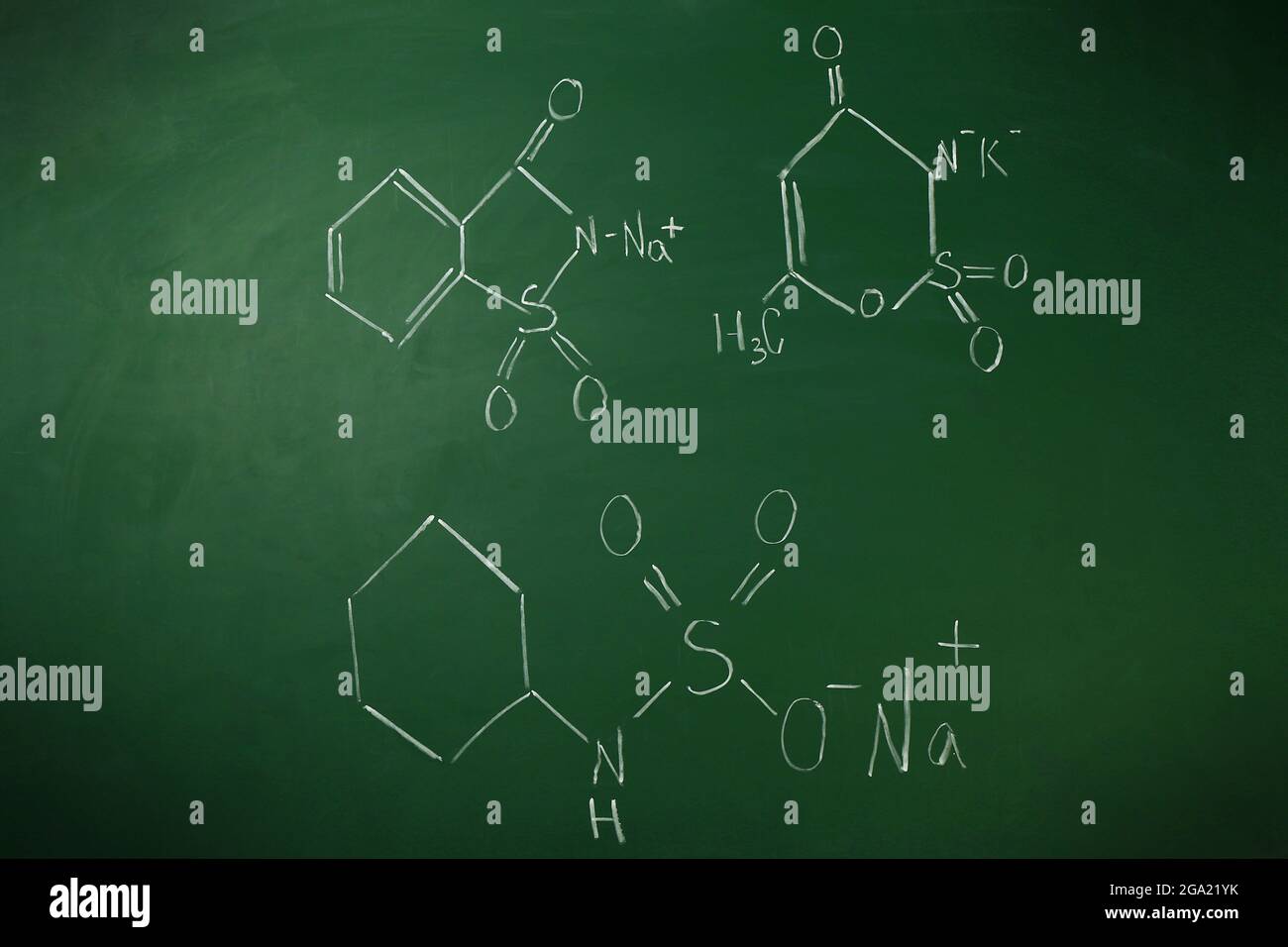 Molecule models and formulas on blackboard background Stock Photo - Alamy