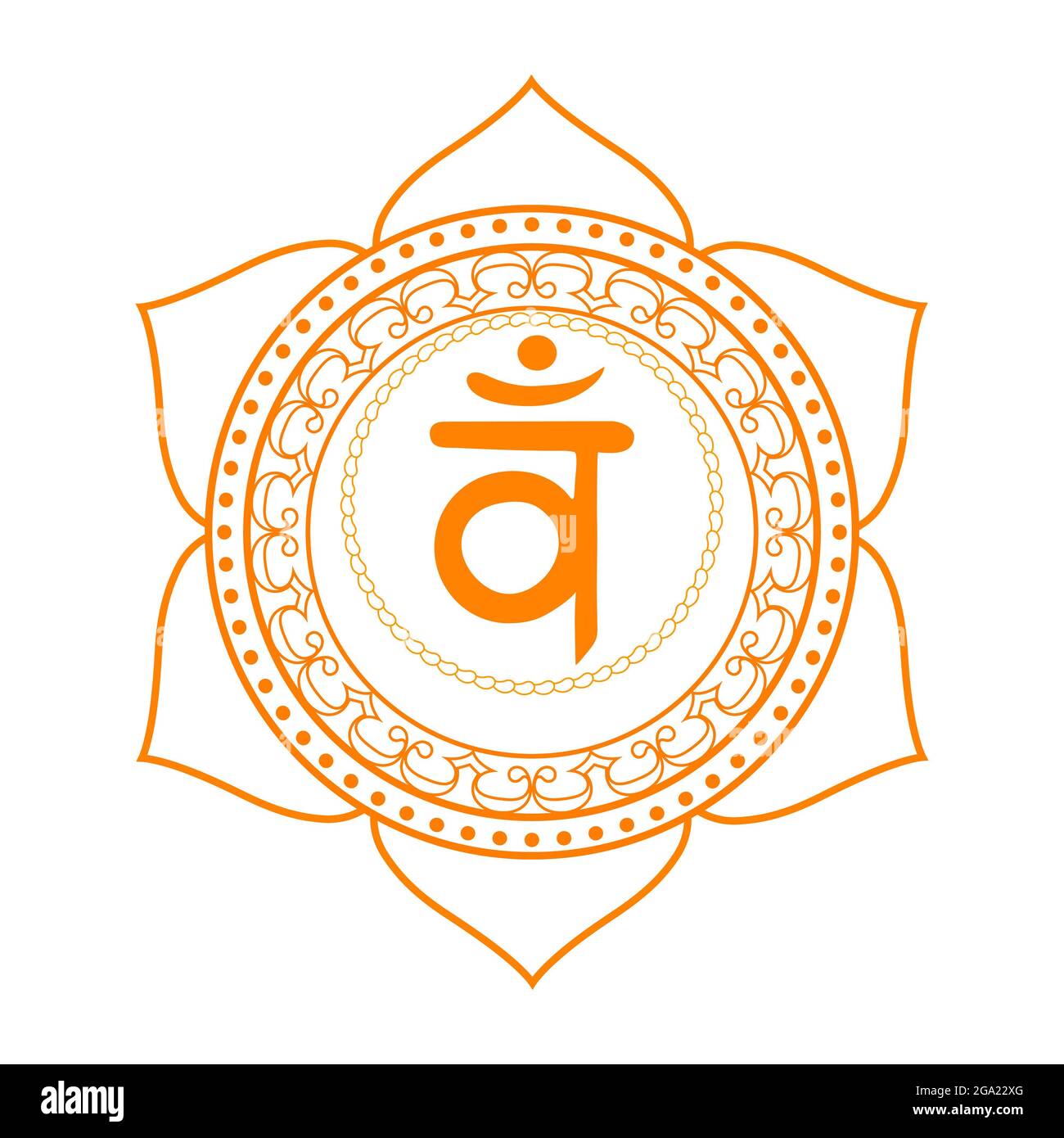 The second Swadhisthana chakra with the Hindu Sanskrit seed mantra Vam ...