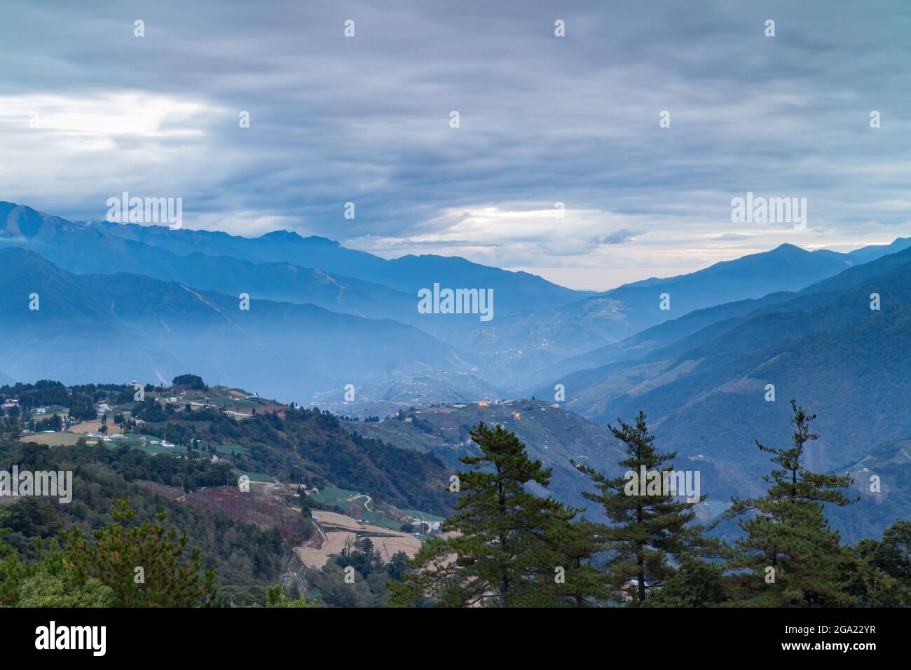 Rural landscape saw from Wuling Farm at Taichung, Taiwan Stock Photo ...