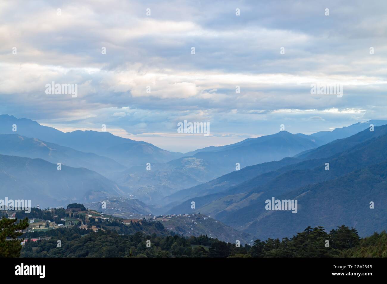 Rural landscape saw from Wuling Farm at Taichung, Taiwan Stock Photo ...