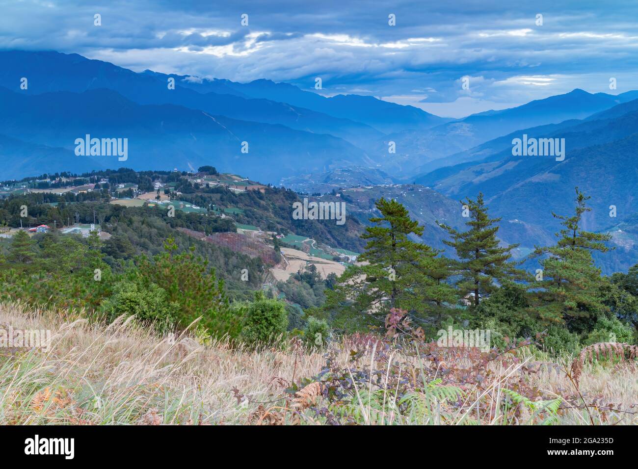 Rural landscape saw from Wuling Farm at Taichung, Taiwan Stock Photo ...