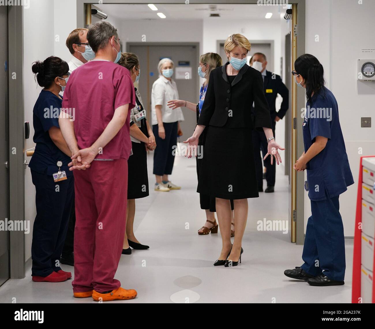 Amanda Pritchard meets members of staff during a visit to University ...