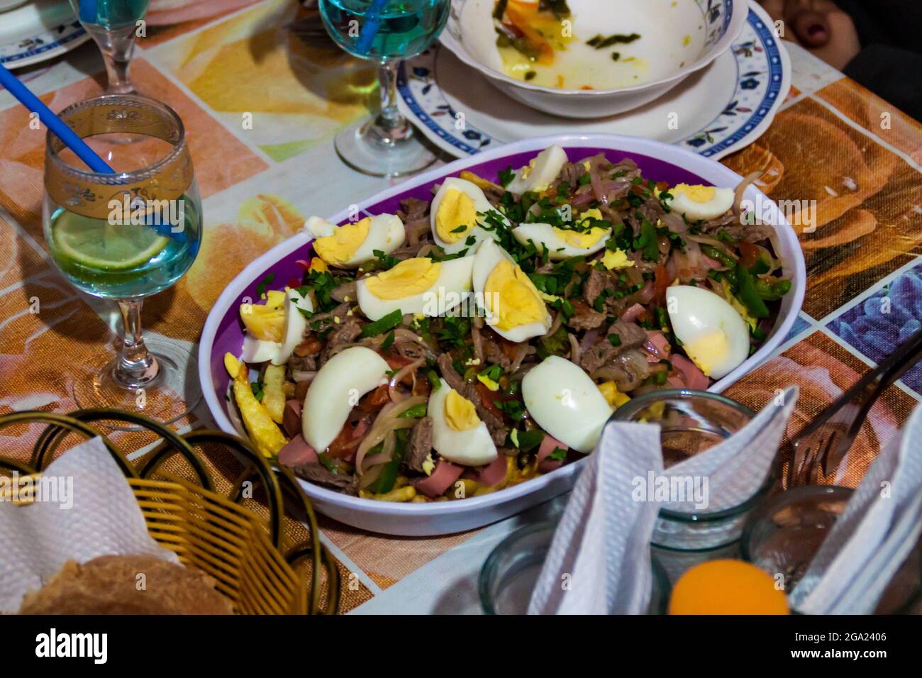 Meal made for a group of tourist at Uyuni tour, Bolivia Stock Photo - Alamy