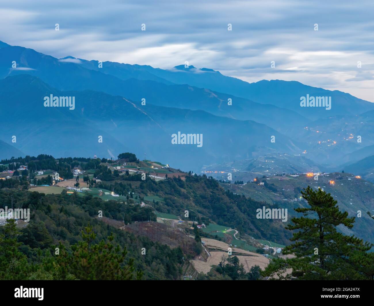 Rural landscape saw from Wuling Farm at Taichung, Taiwan Stock Photo ...