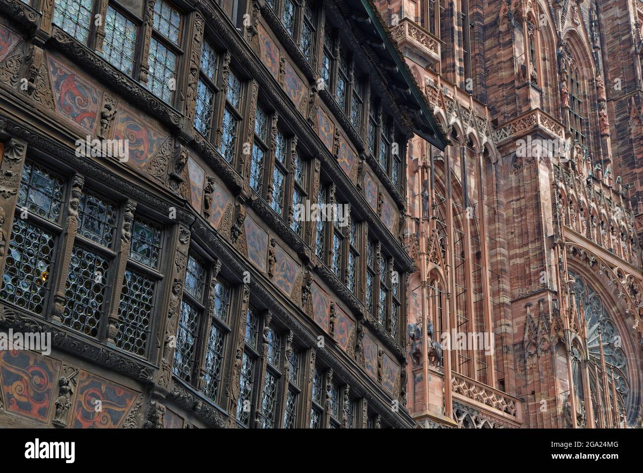 STRASBOURG, FRANCE, June 23, 2021 : Strasbourg Cathedral and Kammerzell ...