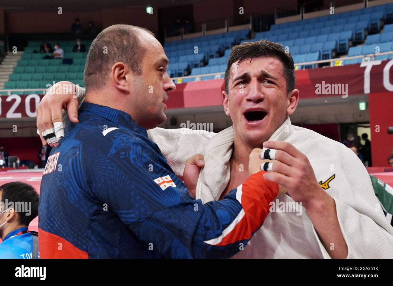 Tokyo, Japan. 28th July, 2021. Georgia's Lasha Bekauri celebrates after ...