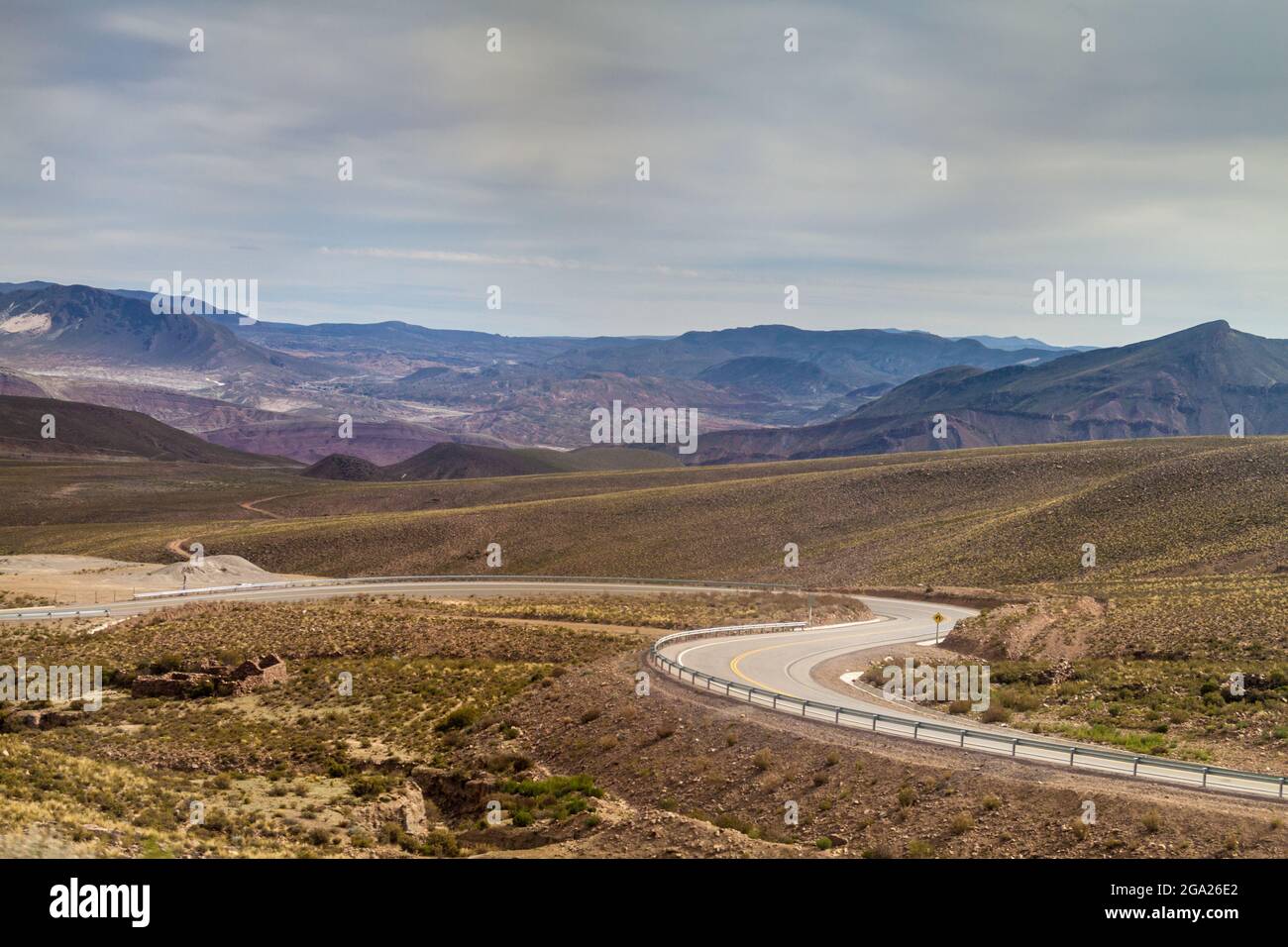 Newly paved winding road between Uyuni and Potosi, Bolivia Stock Photo ...