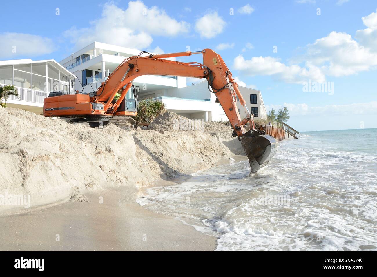 Building breakwall due to Beach Erosion Stock Photo - Alamy