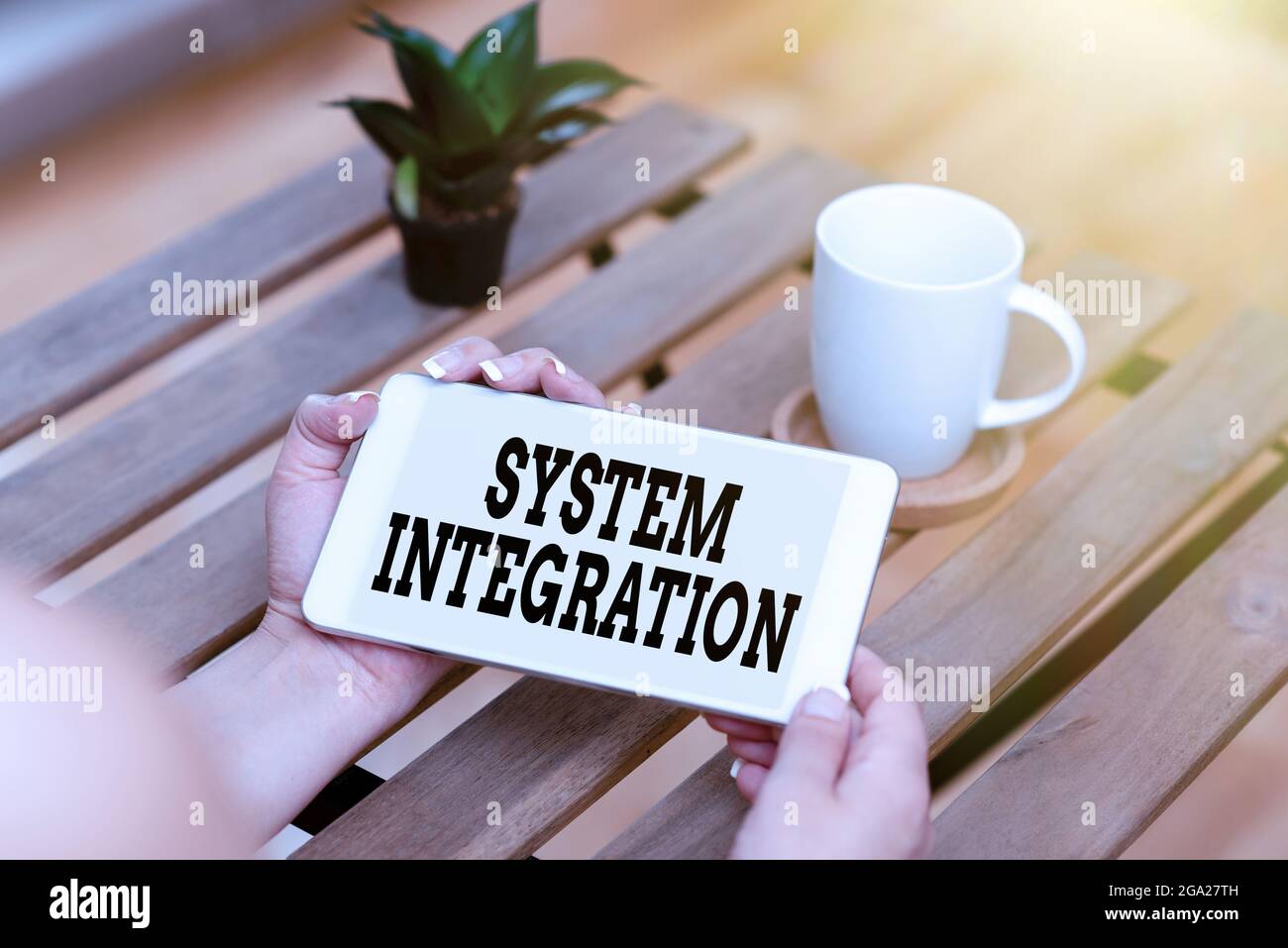 Text sign showing System Integration. Business concept process of ...