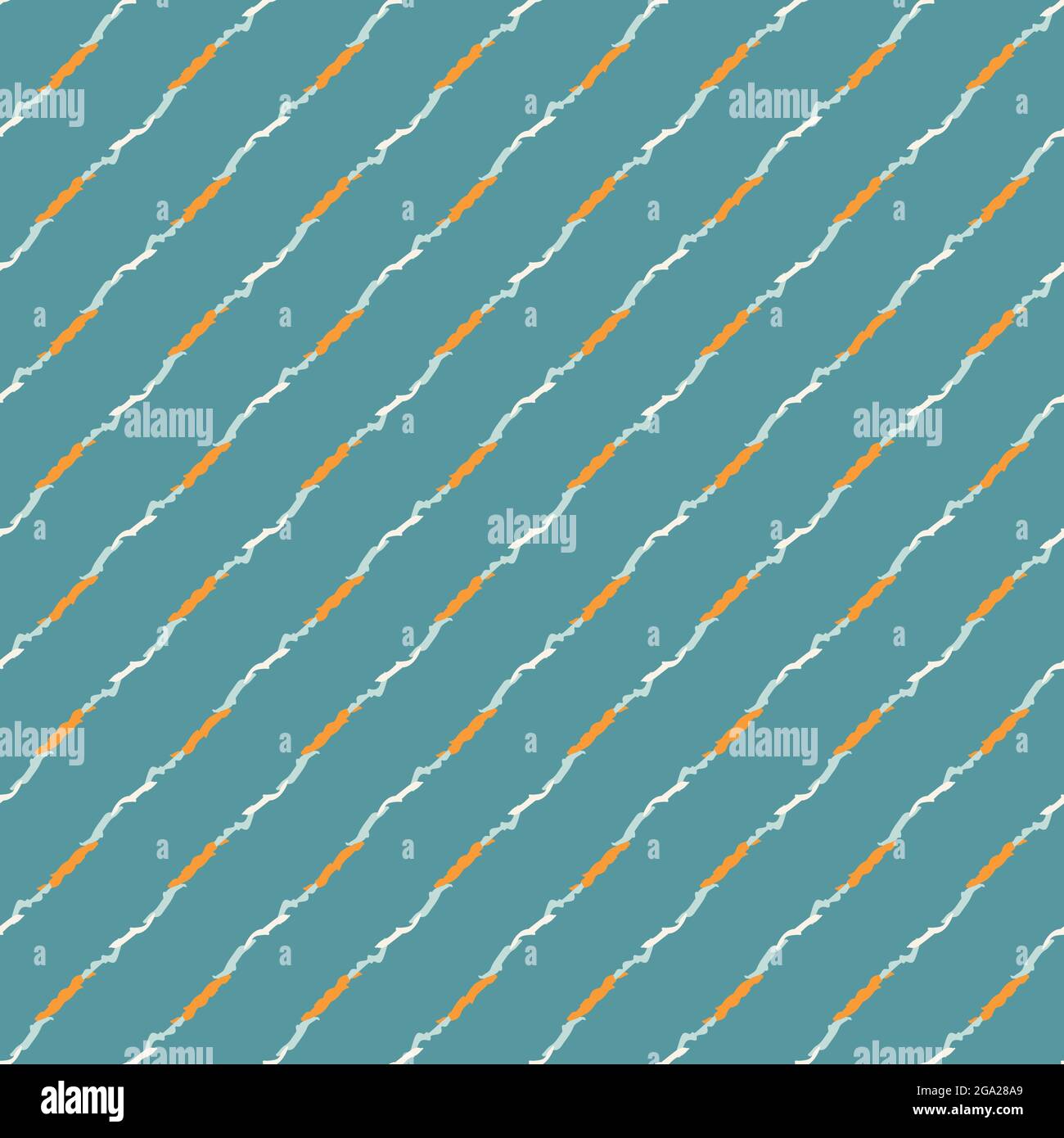 Summer tropical broken stripe seamless pattern. Bright retro geo line ...