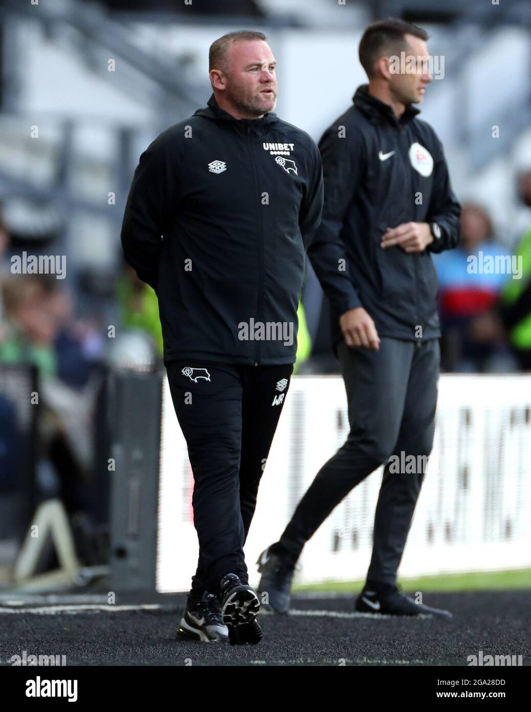 Derby County manager Wayne Rooney during the pre-season friendly match ...