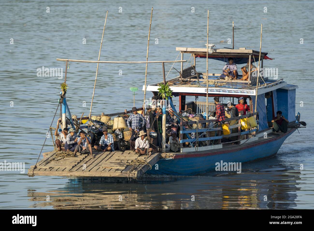 Passenger Ferry on the Ayeyarwady-Irrawaddy River, Myanmar-Burma Stock ...