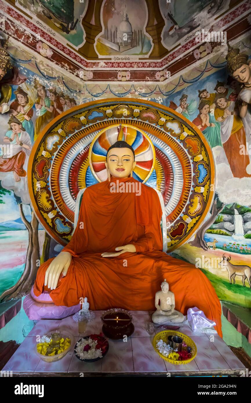 Shrine and offerings in Buddhist Monastery of Galagoda Shailatharama ...