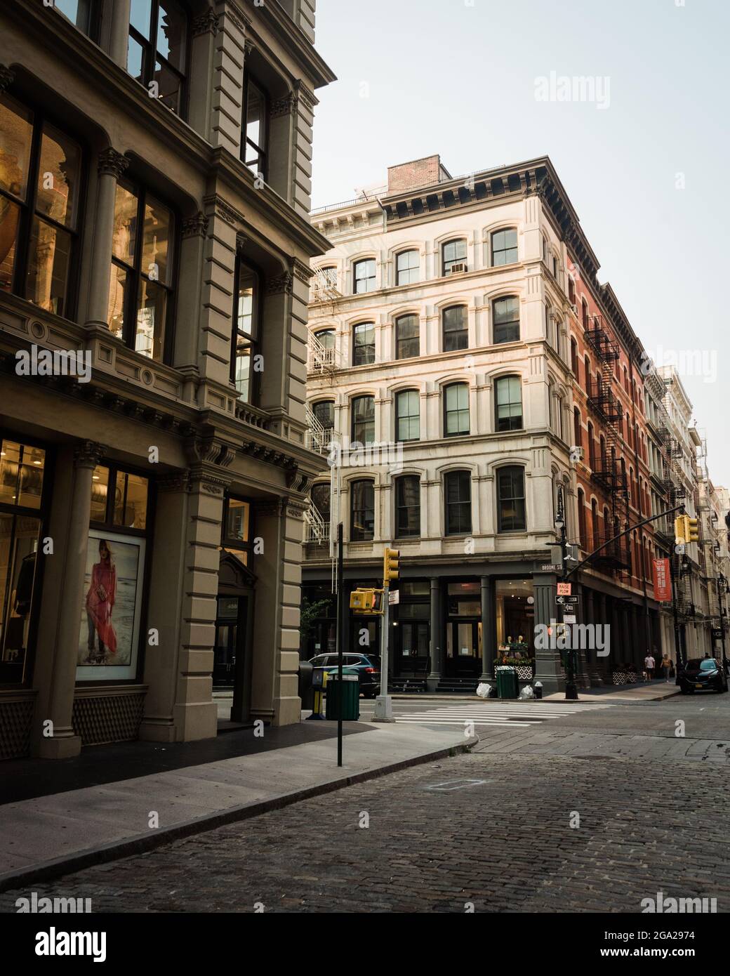 Buildings and cobblestone streets in Soho, Manhattan, New York City ...