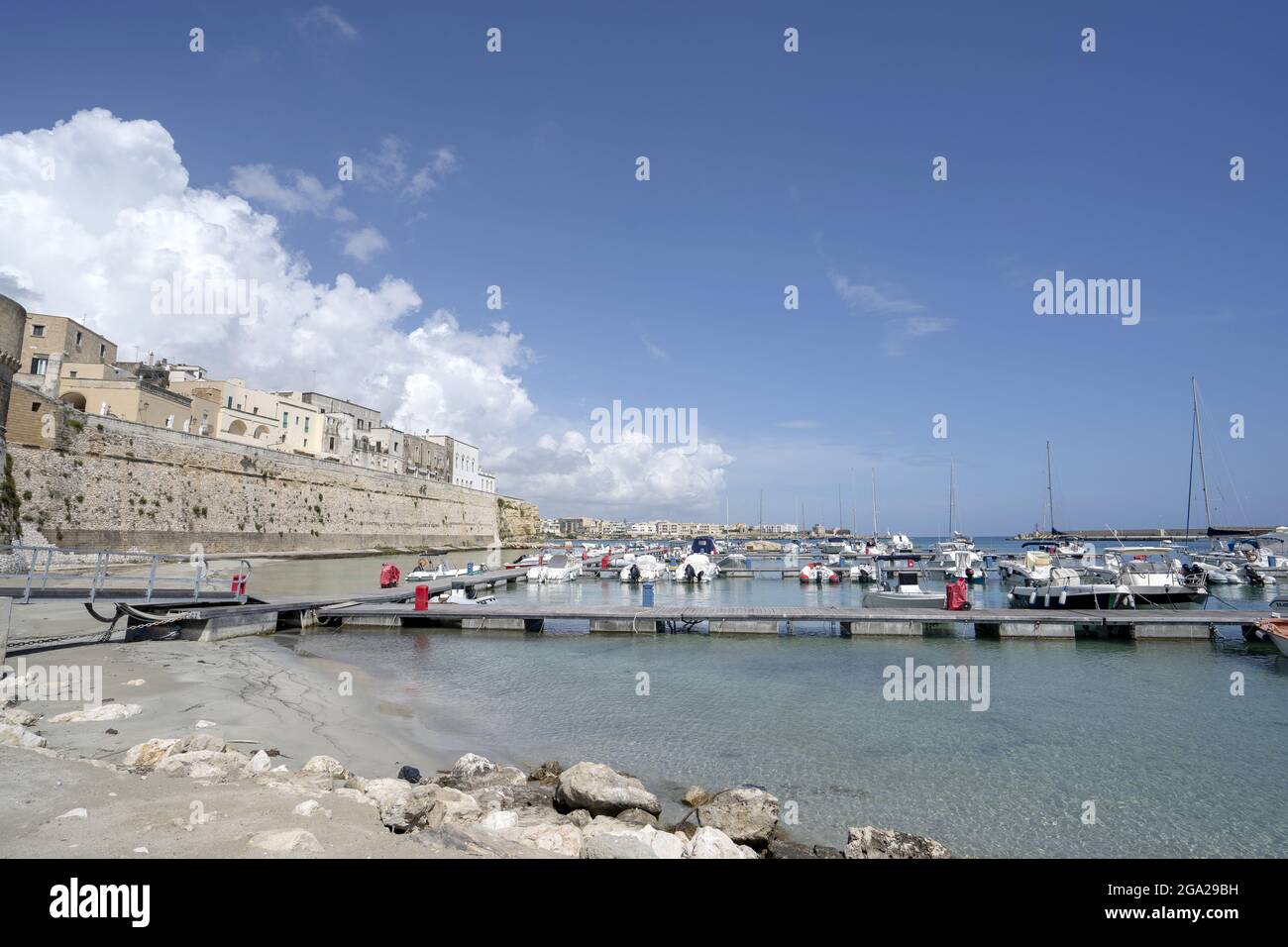 A harbour in the region of Apulia, Italy along the Strait of Otranto ...