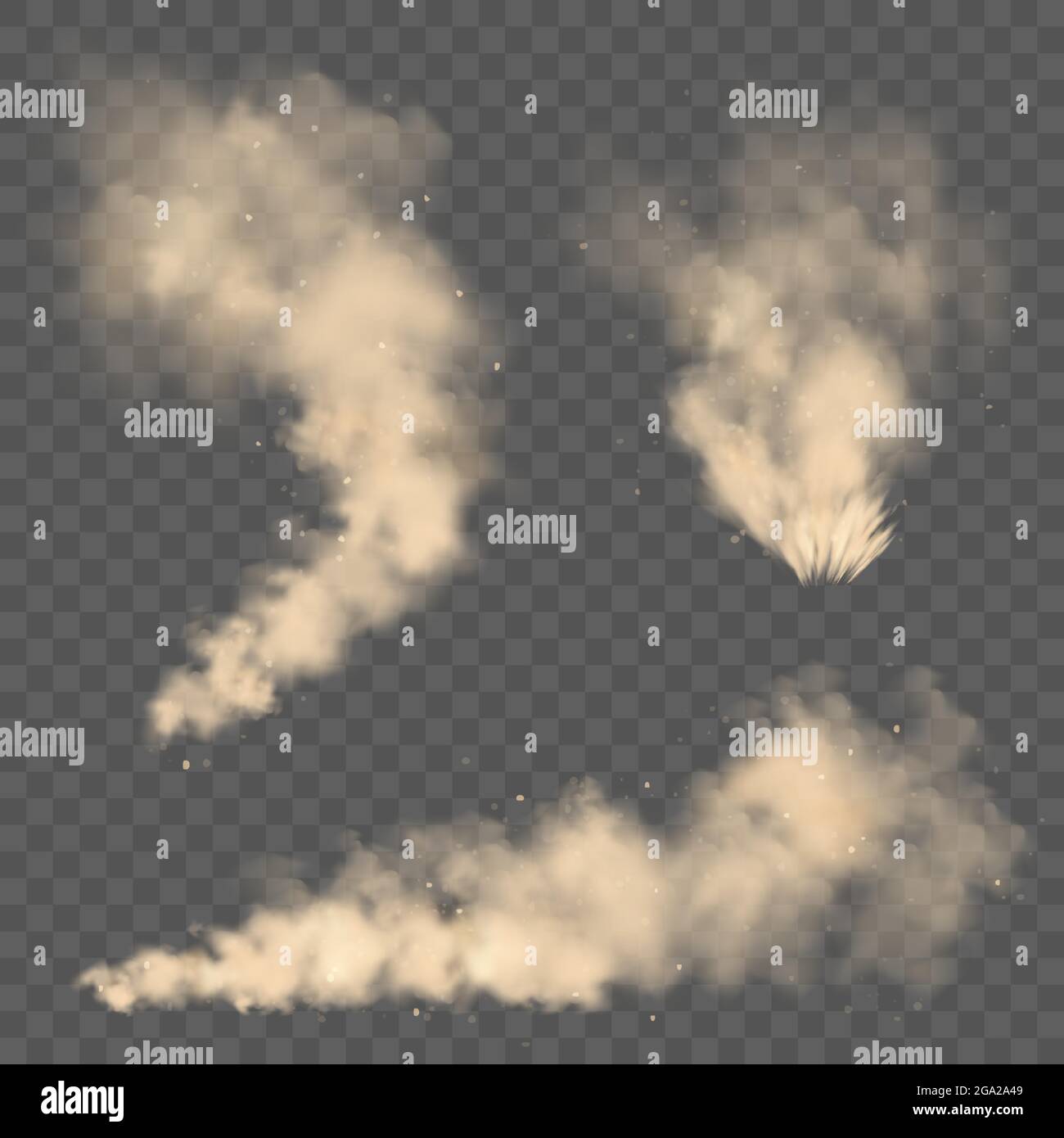 Realistic dust clouds. Road sand storm. Polluted dirty brown air with ...