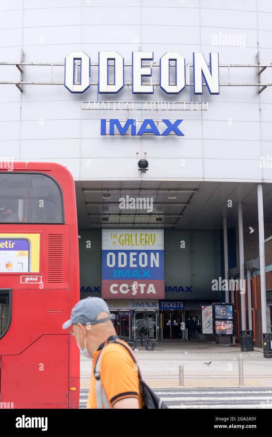 Man outside IMAX odeon cinema London Greenwich Charlton England UK ...