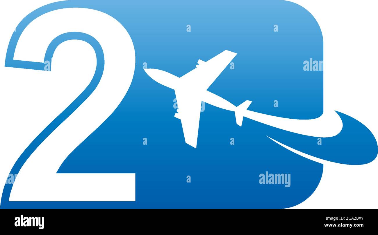 Number 2 with plane logo icon design vector illustration Stock Vector ...
