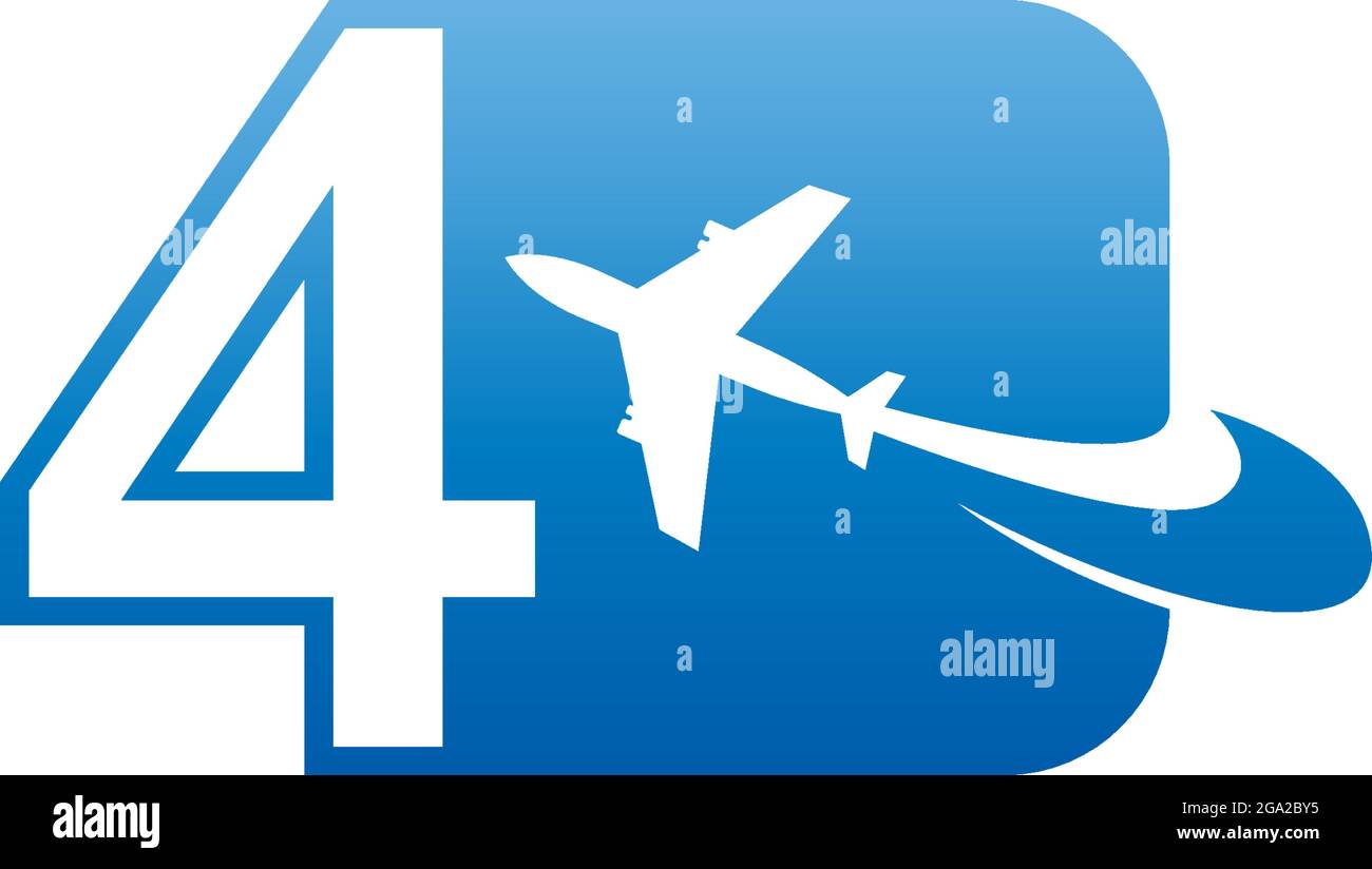 Number 4 with plane logo icon design vector illustration Stock Vector ...