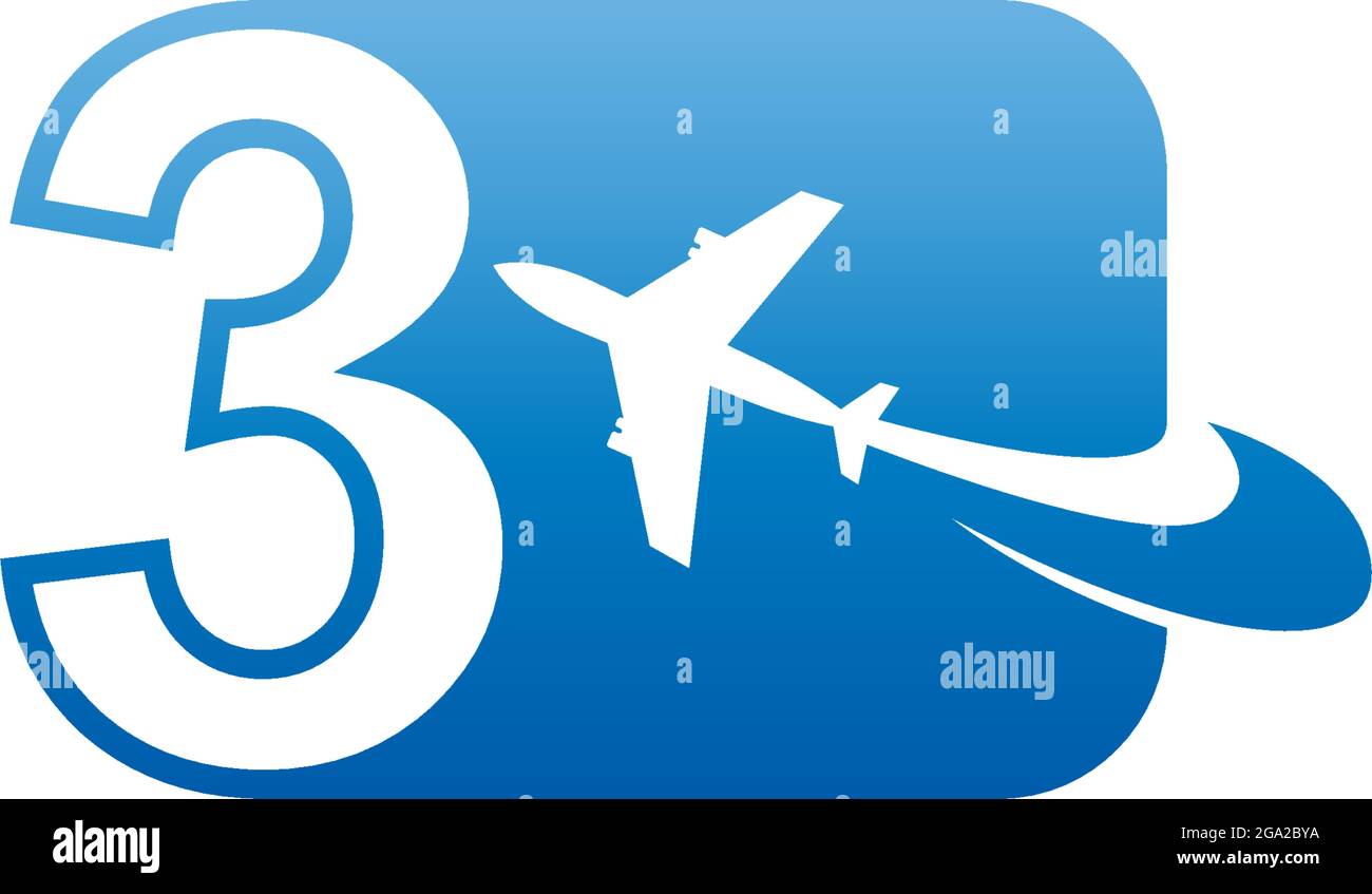 Number 3 with plane logo icon design vector illustration Stock Vector ...