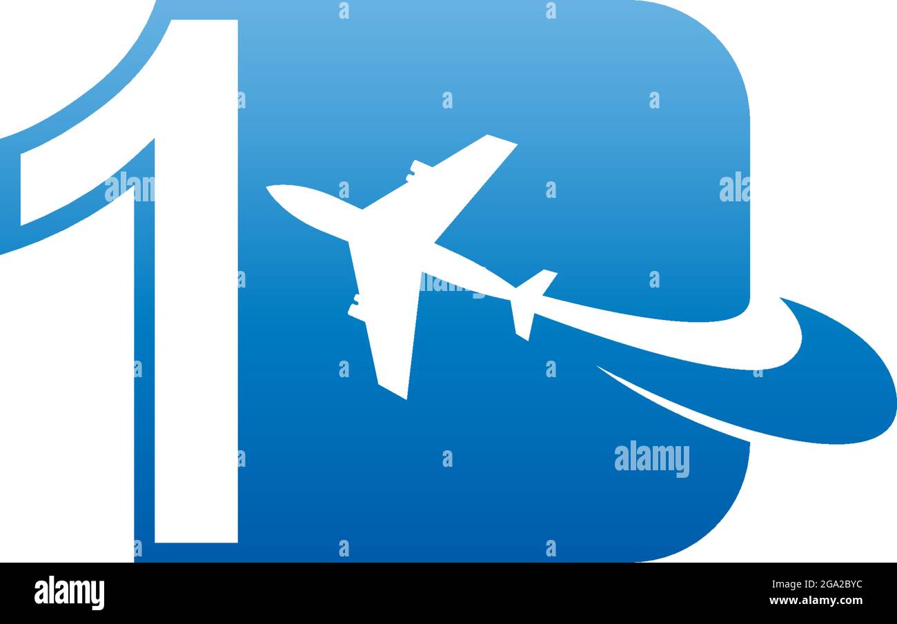 Number 1 with plane logo icon design vector illustration Stock Vector ...