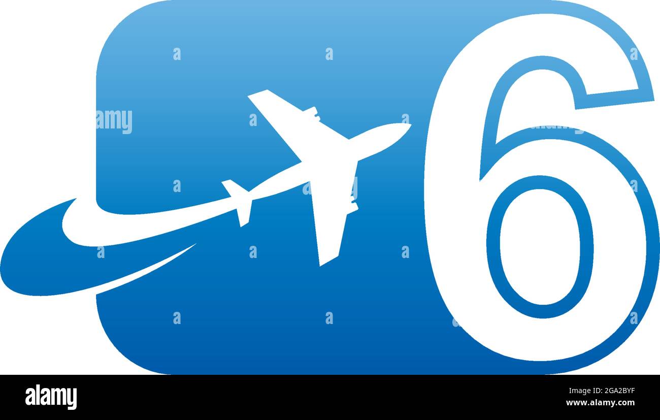 Number 6 with plane logo icon design vector illustration Stock Vector ...